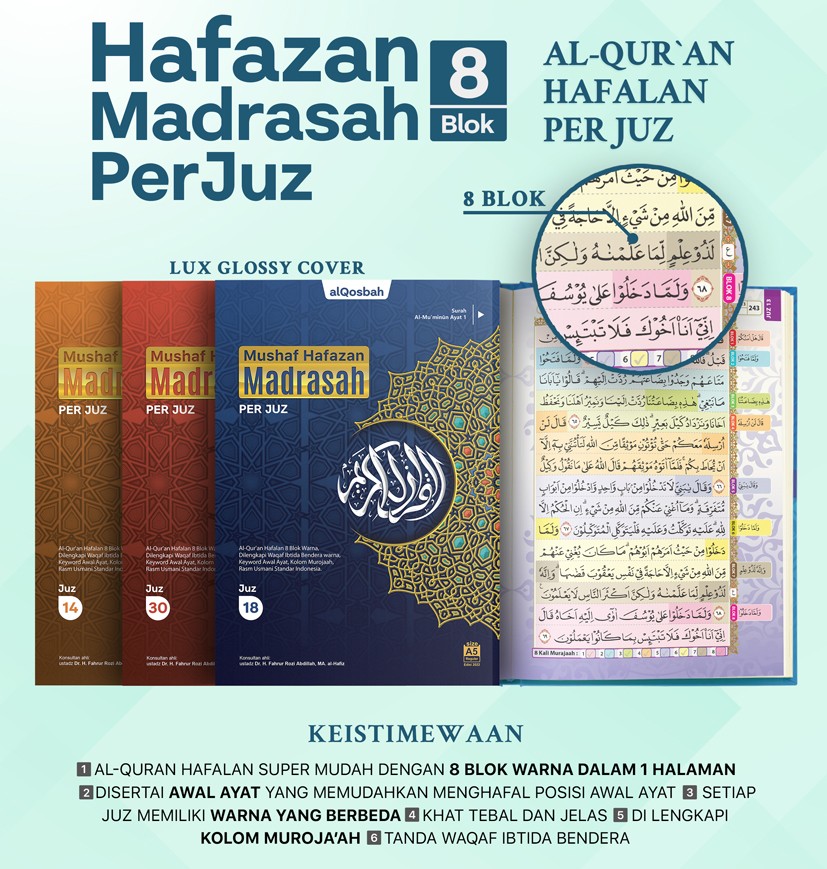 Al-Quran Hafazan Madarasah Per Juz 8 Blok (A5) | Solusi Muslim